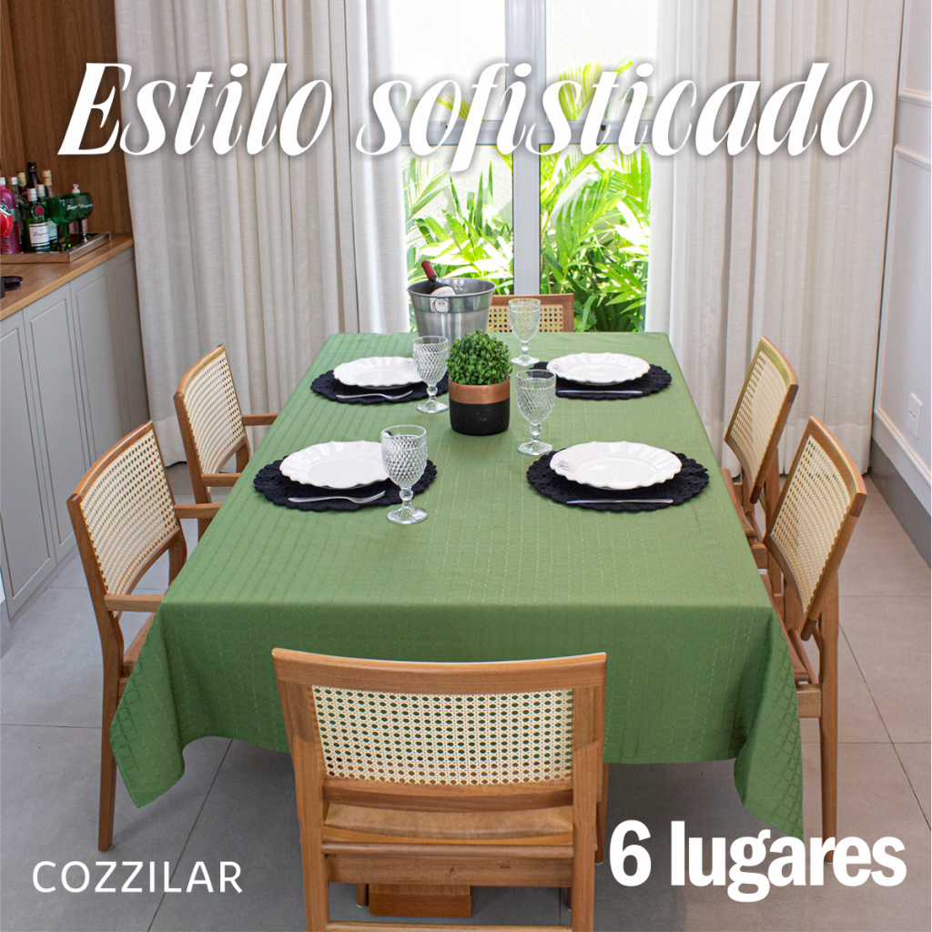 Toalha de Mesa 6 Lugares Texturatta - Verde - Cozzilar